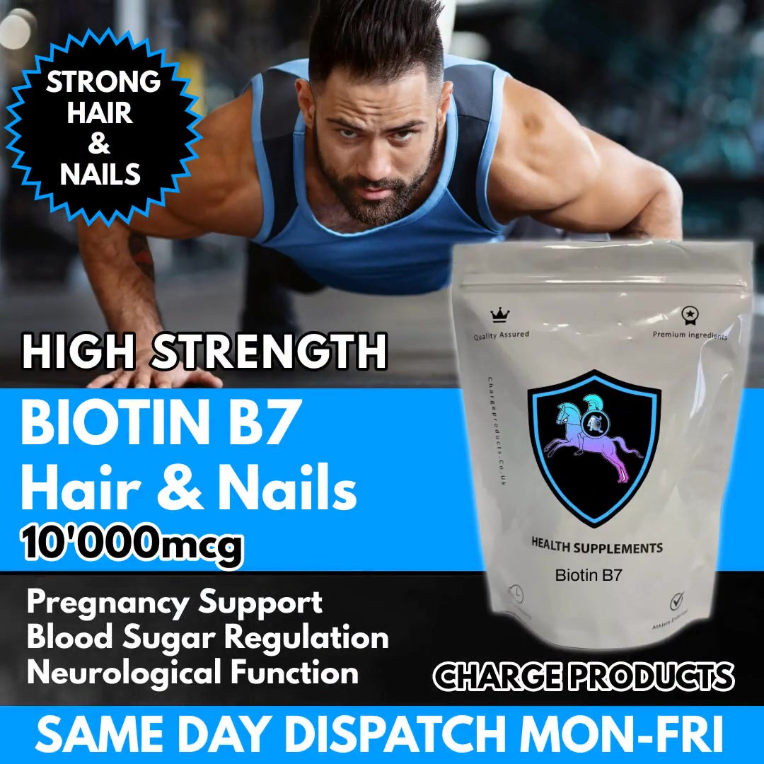 Biotin Tablets 10,000mcg| B7 Strong Hair and Nails Vitamin Supplement ...