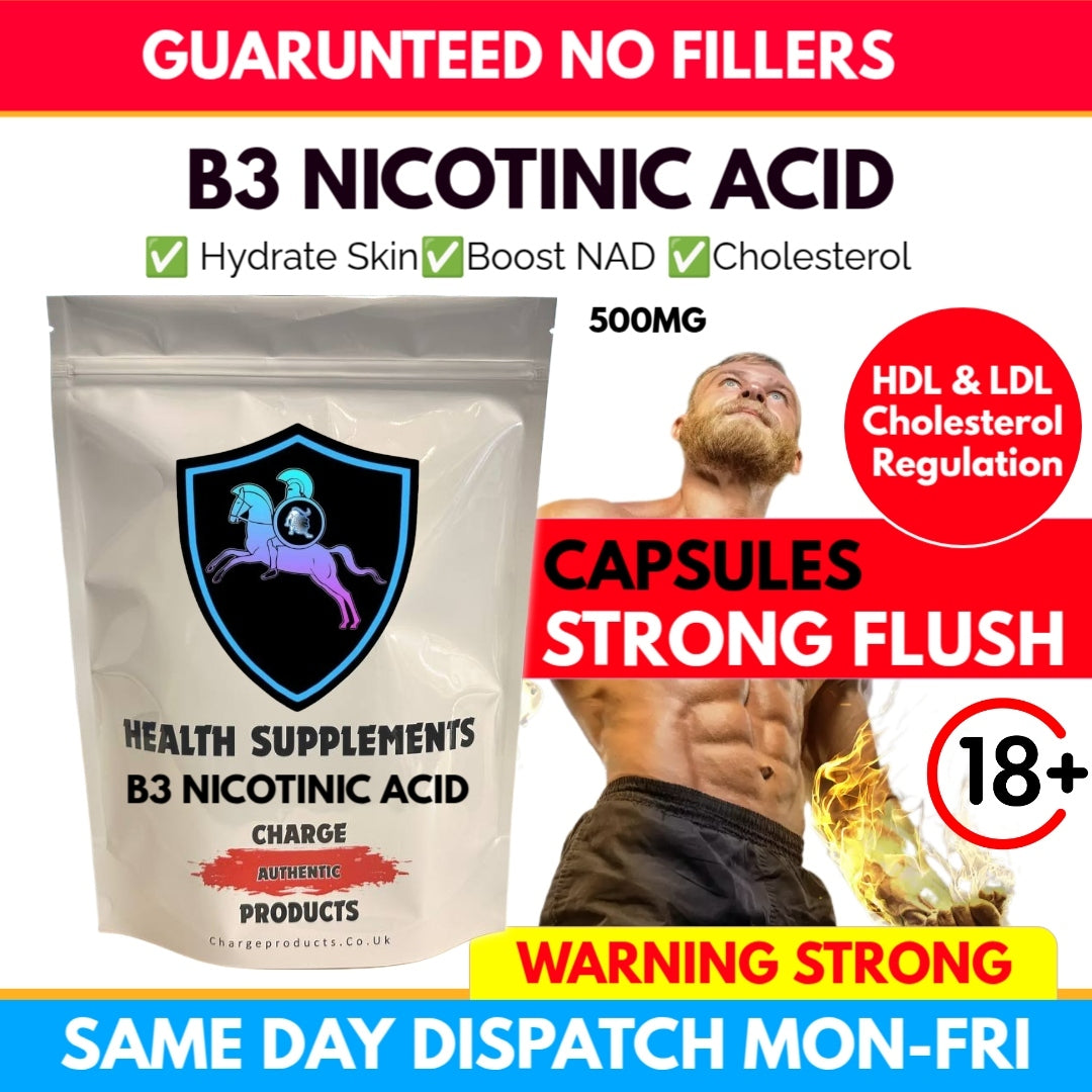 B3 Nicotinic Acid 500mg Capsules UK — Flush Niacin | NAD+ – Charge Products